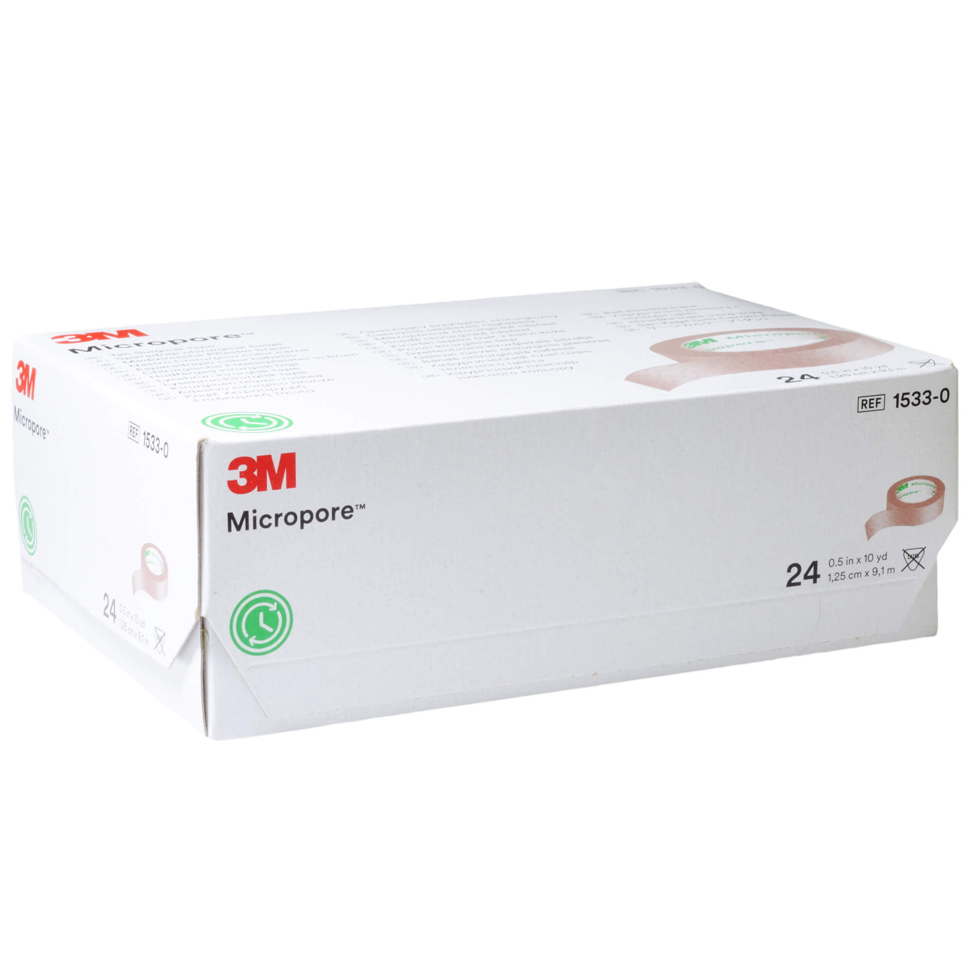 3M Micropore 1,25cm x 9,1m, 24 p. adhésif de fixation beige